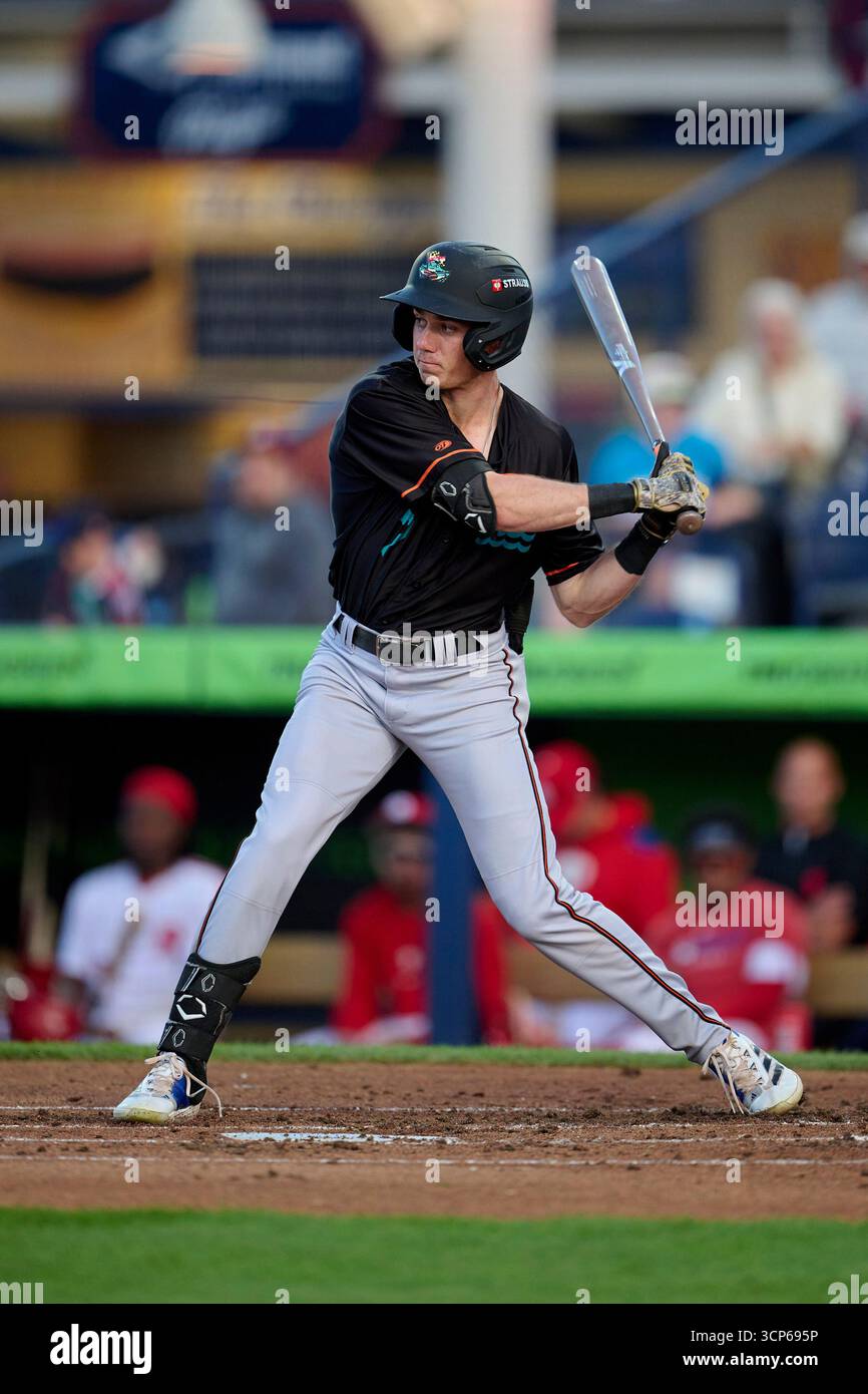 Chesapeake Baysox Austin Overn (7) bats during an MiLB Eastern League ...