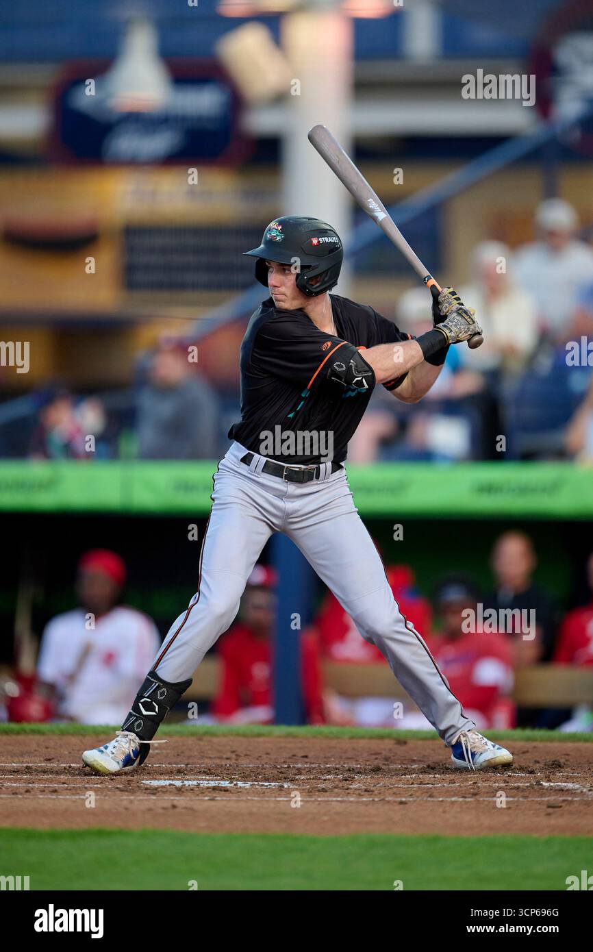 Chesapeake Baysox Austin Overn (7) bats during an MiLB Eastern League ...