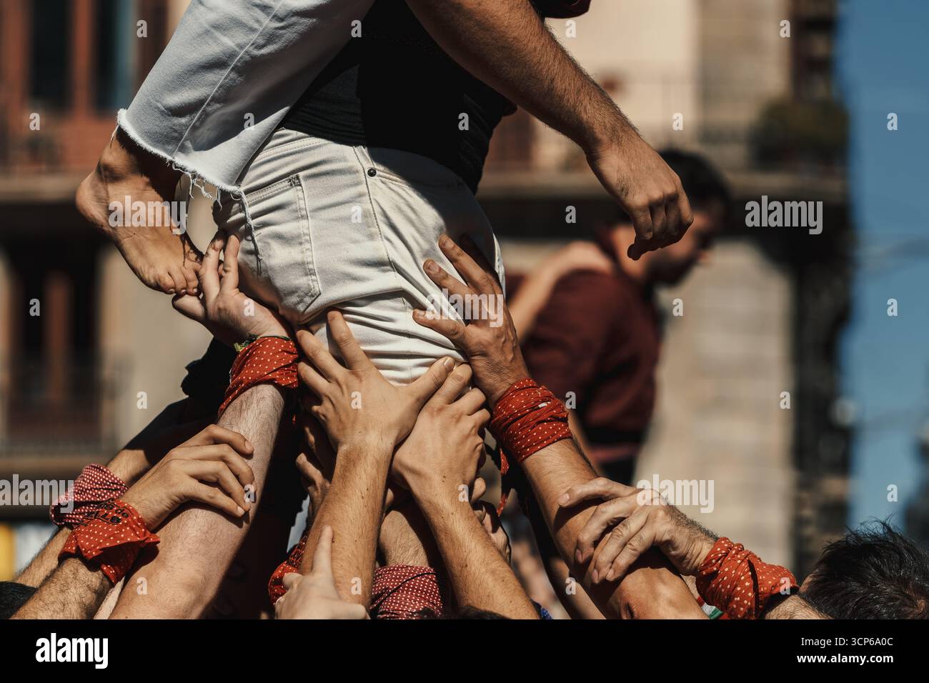 Barcelona, Spain. 24 September, 2025: 'Castellers' build human pillars ...