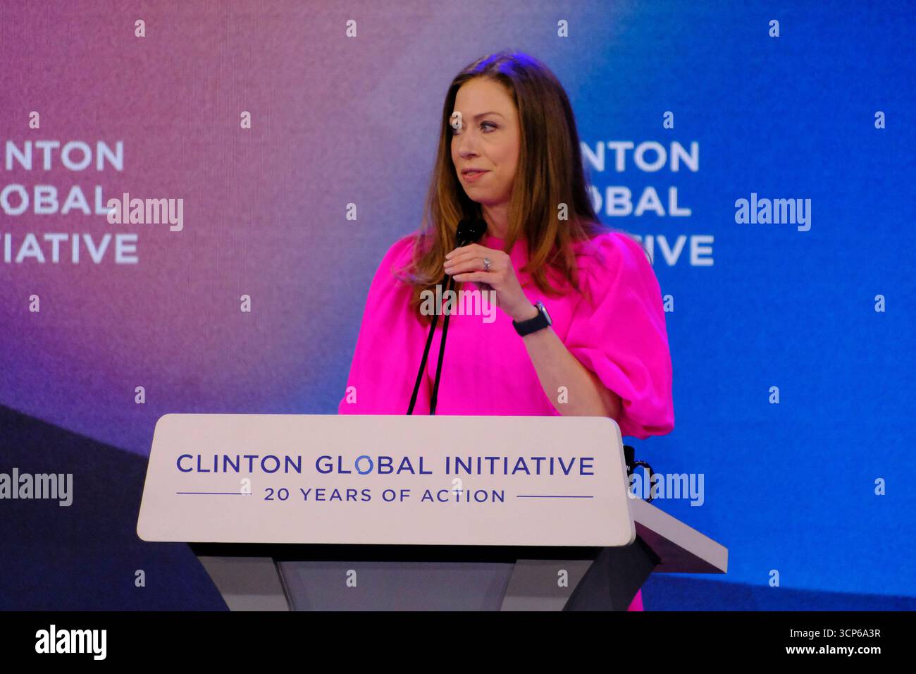 New York, NY: September 24: Chelsea Clinton speaks at the 2025 Clinton ...