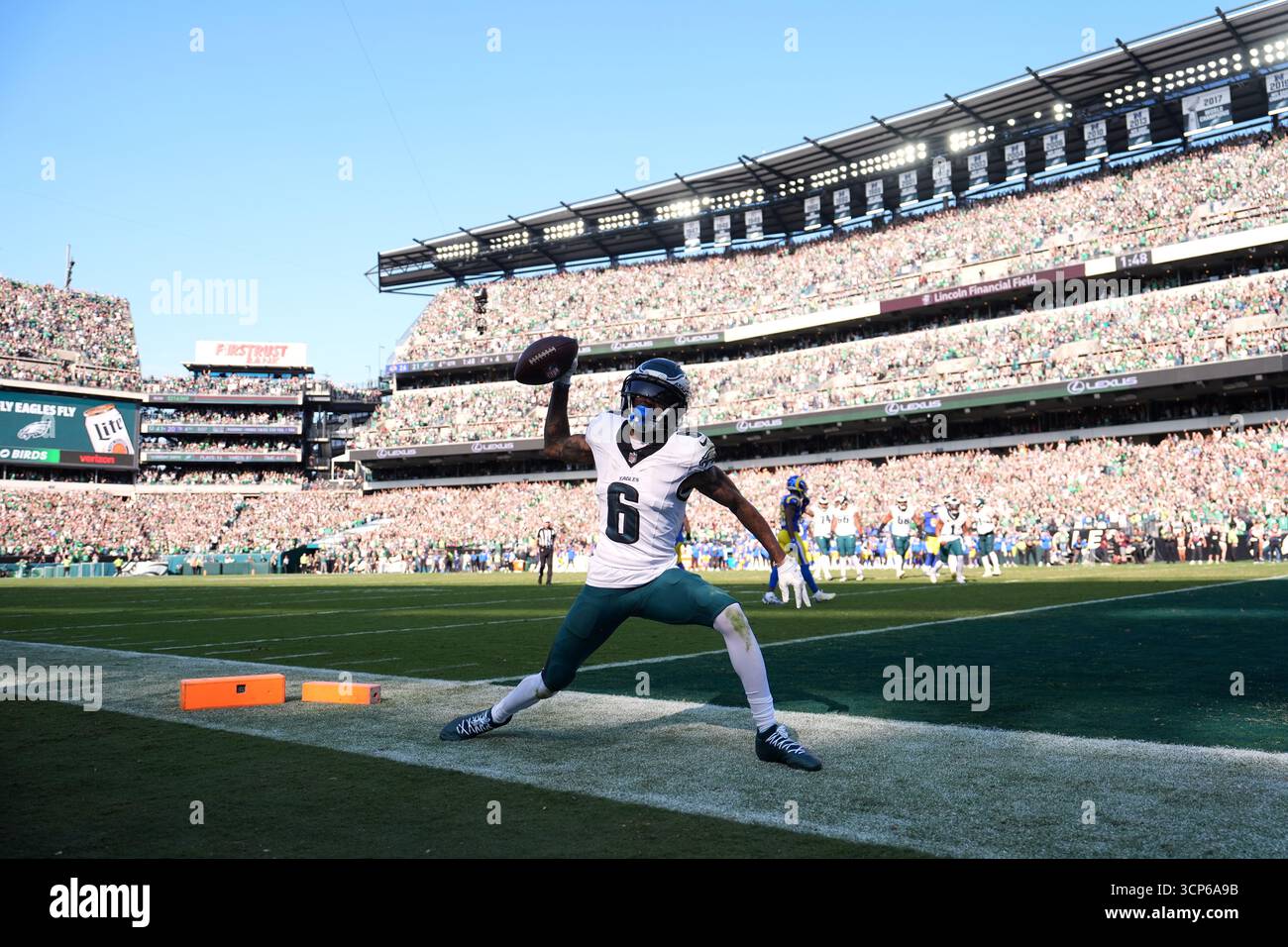 Philadelphia Eagles' Devonta Smith reacts after a touchdown during an ...