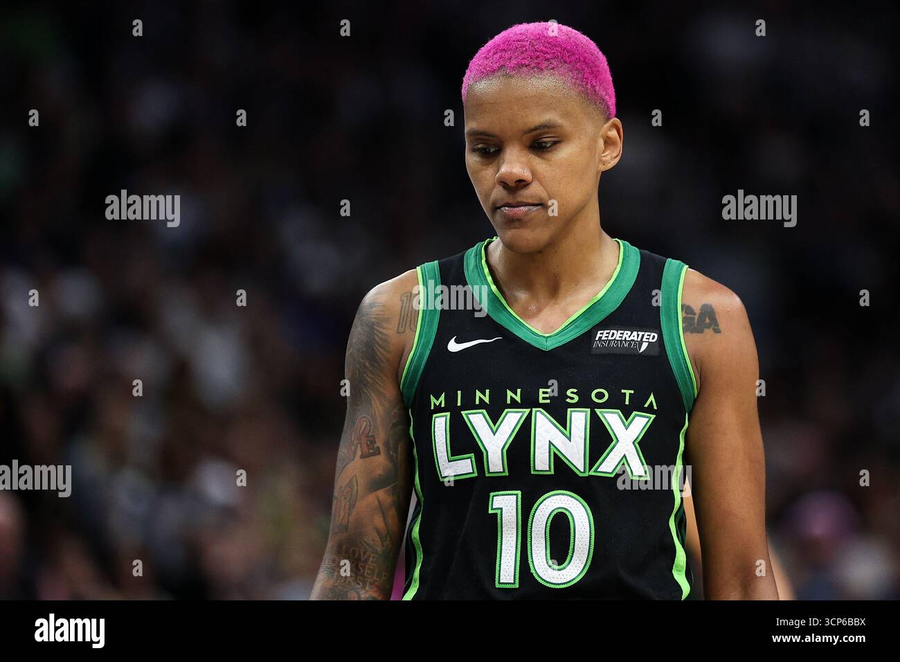 Minnesota Lynx guard Courtney Williams (10) looks on during the second ...