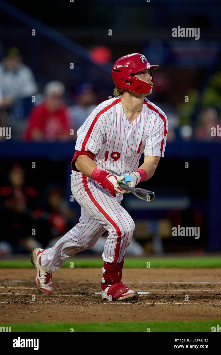 Reading Fightin Phils Caleb Ricketts (19) bats during an MiLB Eastern ...