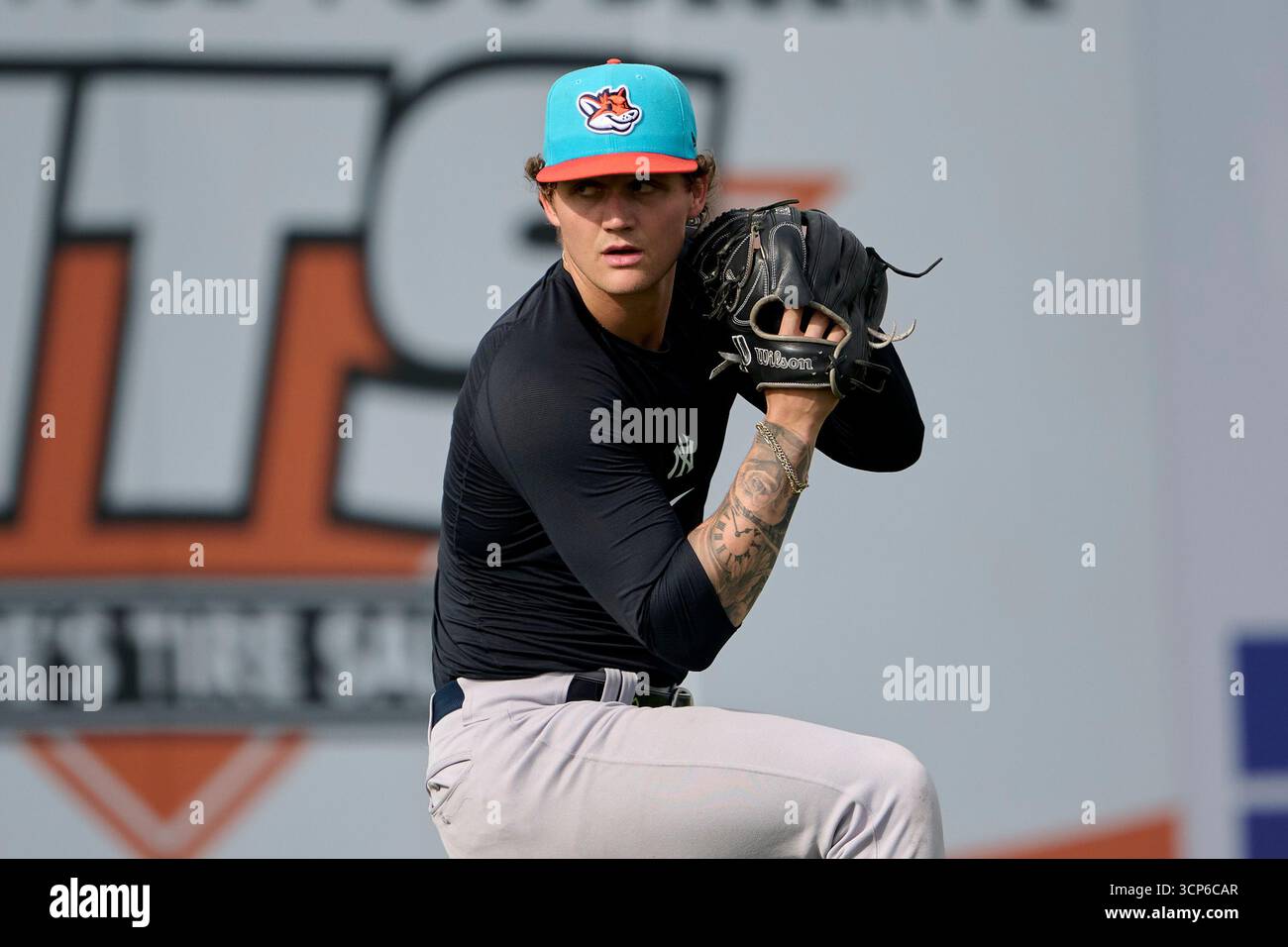 Somerset Patriots pitcher Brock Selvidge during practice before an MiLB ...