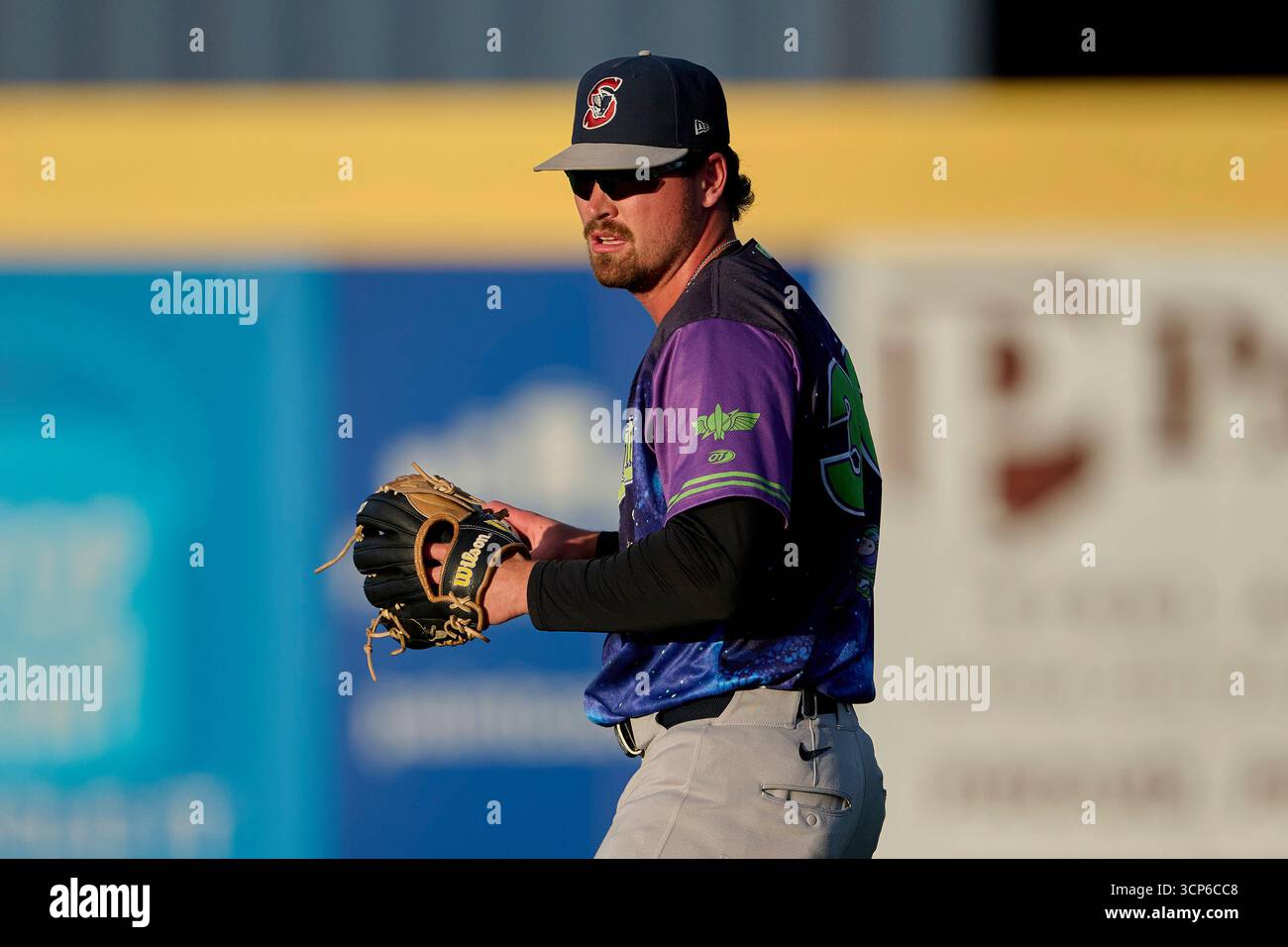Somerset Patriots outfielder Garrett Martin (30) during warmups before ...