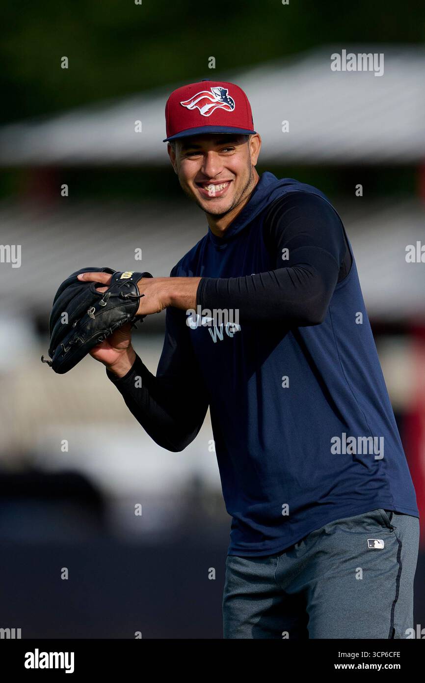 Somerset Patriots Jake Gatewood during practice before an MiLB Eastern ...