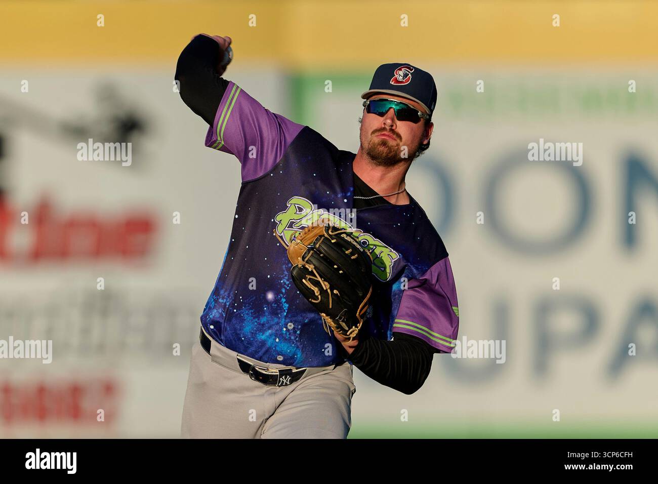 Somerset Patriots outfielder Garrett Martin (30) during warmups before ...