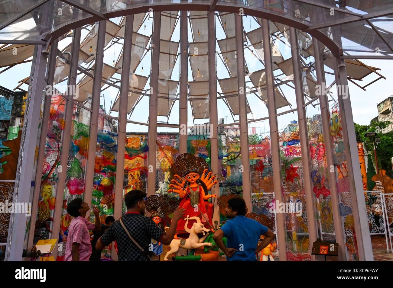 KOLKATA, INDIA - SEPTEMBER 24: A temporary structure pandal with ...