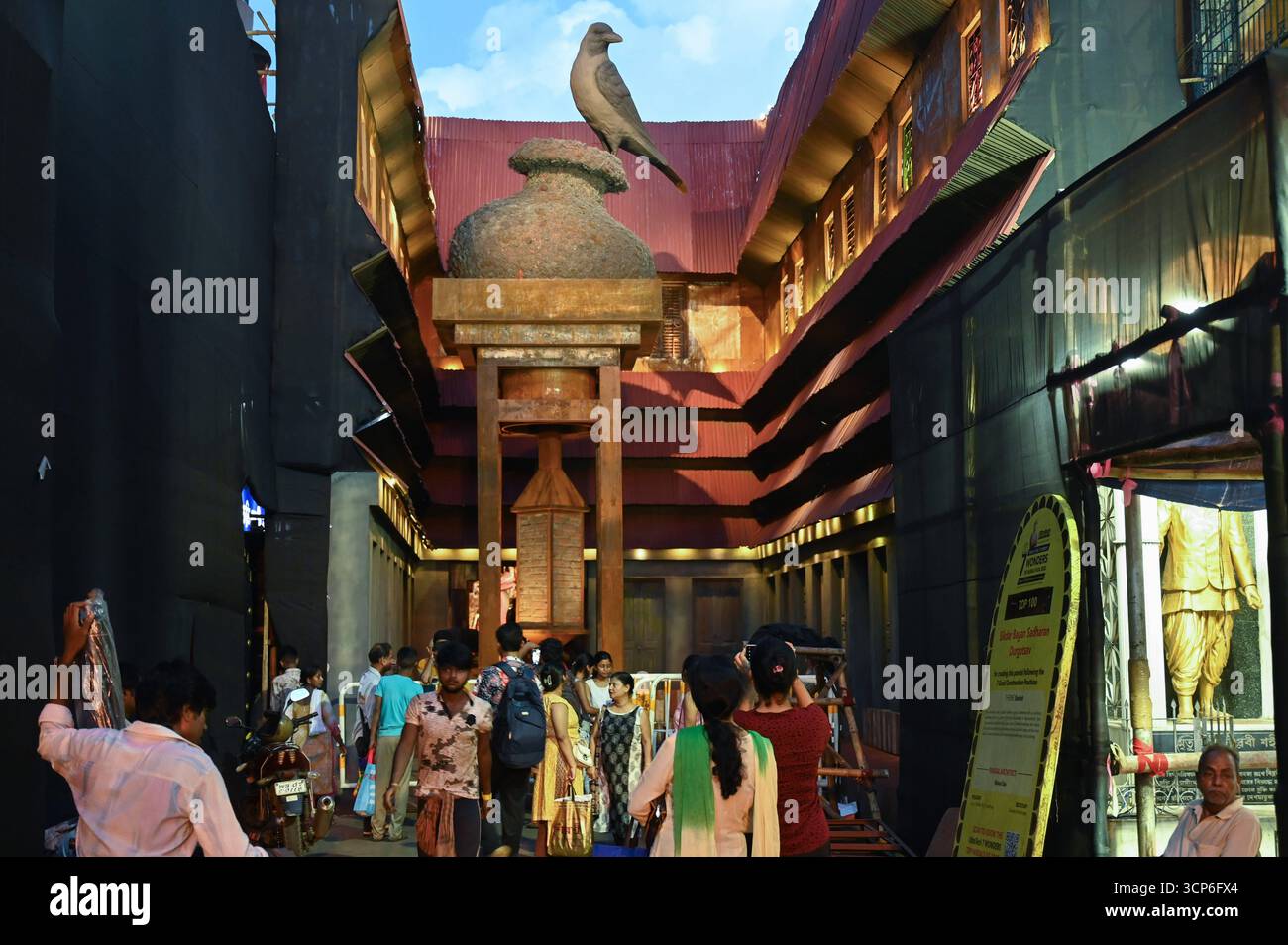 KOLKATA, INDIA - SEPTEMBER 24: A temporary structure pandal with ...