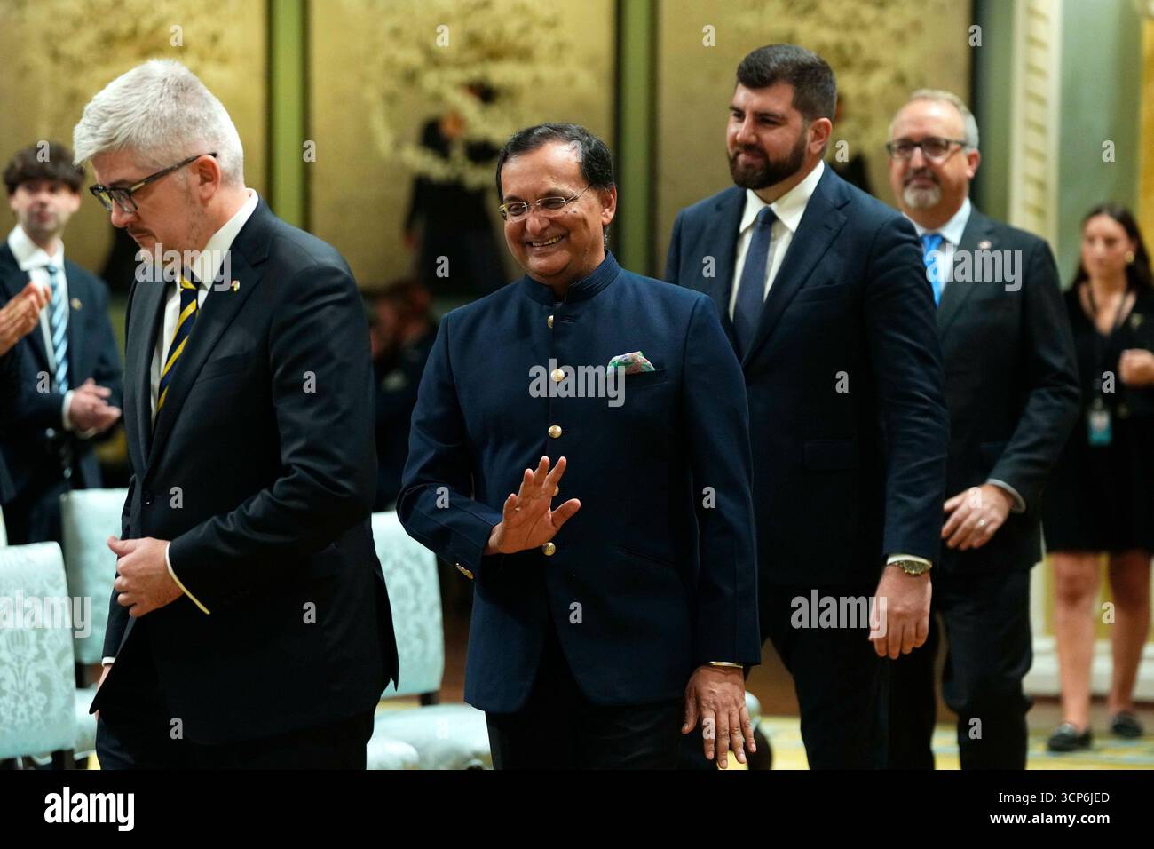 Dinesh Kumar Patnaik, High Commissioner for the Republic of India, departs after a Letters of ...