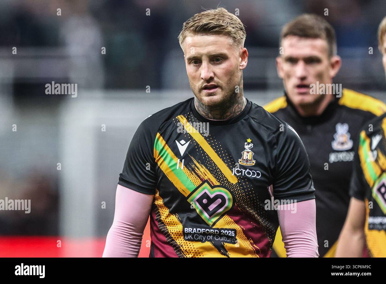 Stephen Humphrys of Bradford City in the pregame warmup session during the Carabao Cup Round 3 ...