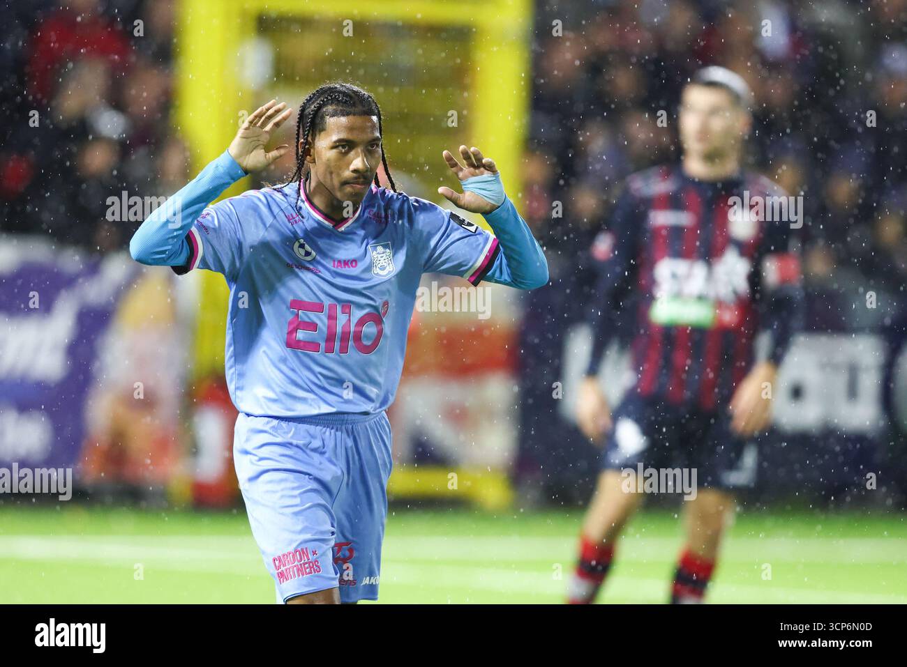 Beveren's Jearl Margaritha reacts during a soccer game between RFC ...