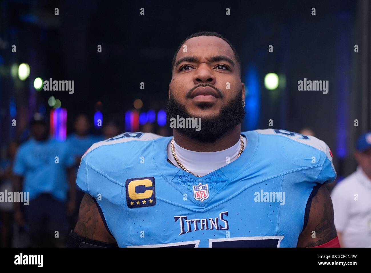 Tennessee Titans defensive tackle Jeffery Simmons stands in the tunnel ...