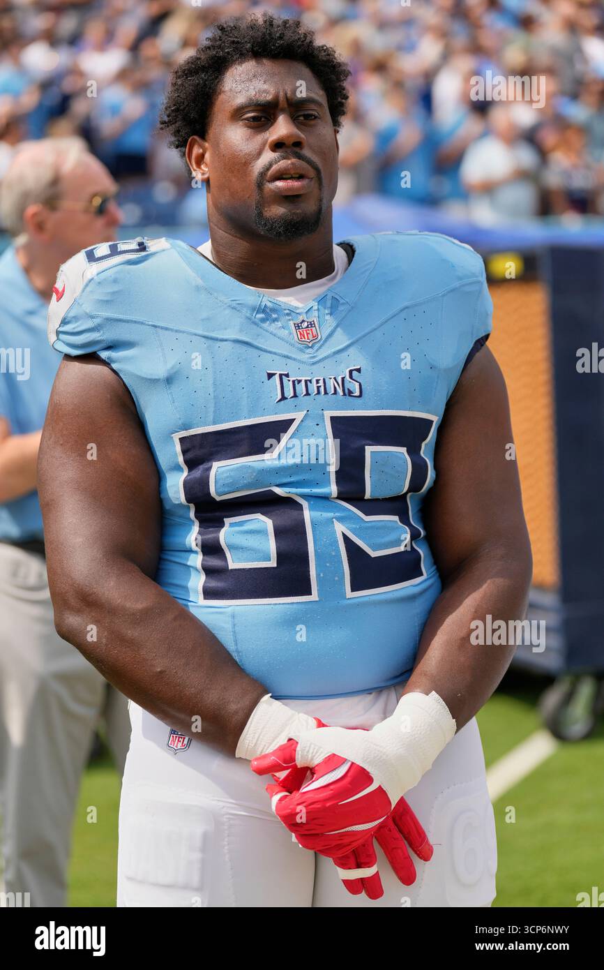 Tennessee Titans defensive end Sebastian Joseph-Day (69) stands on the ...