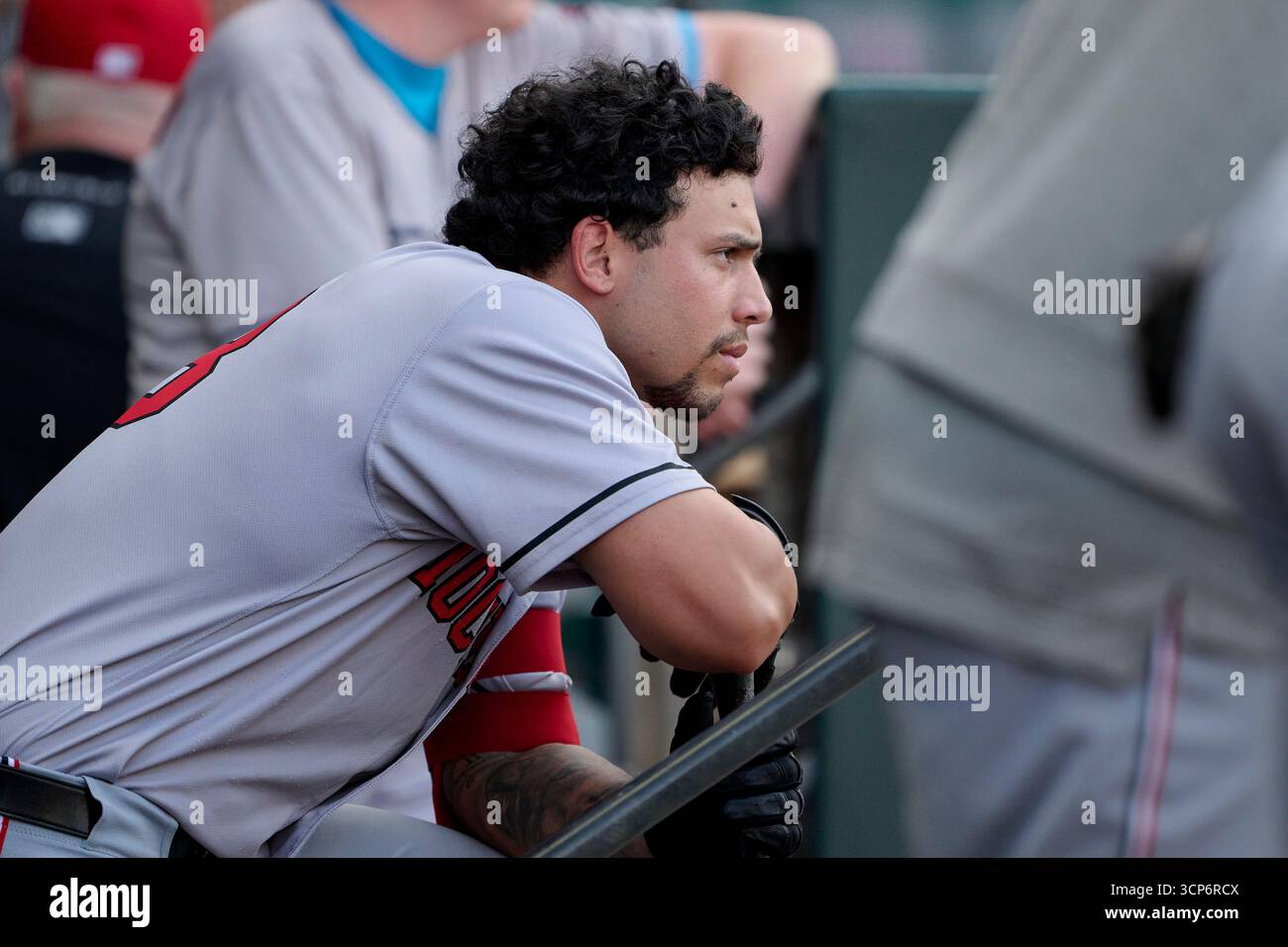 Rochester Red Wings Yohandy Morales (13) in the dugout during an MiLB ...