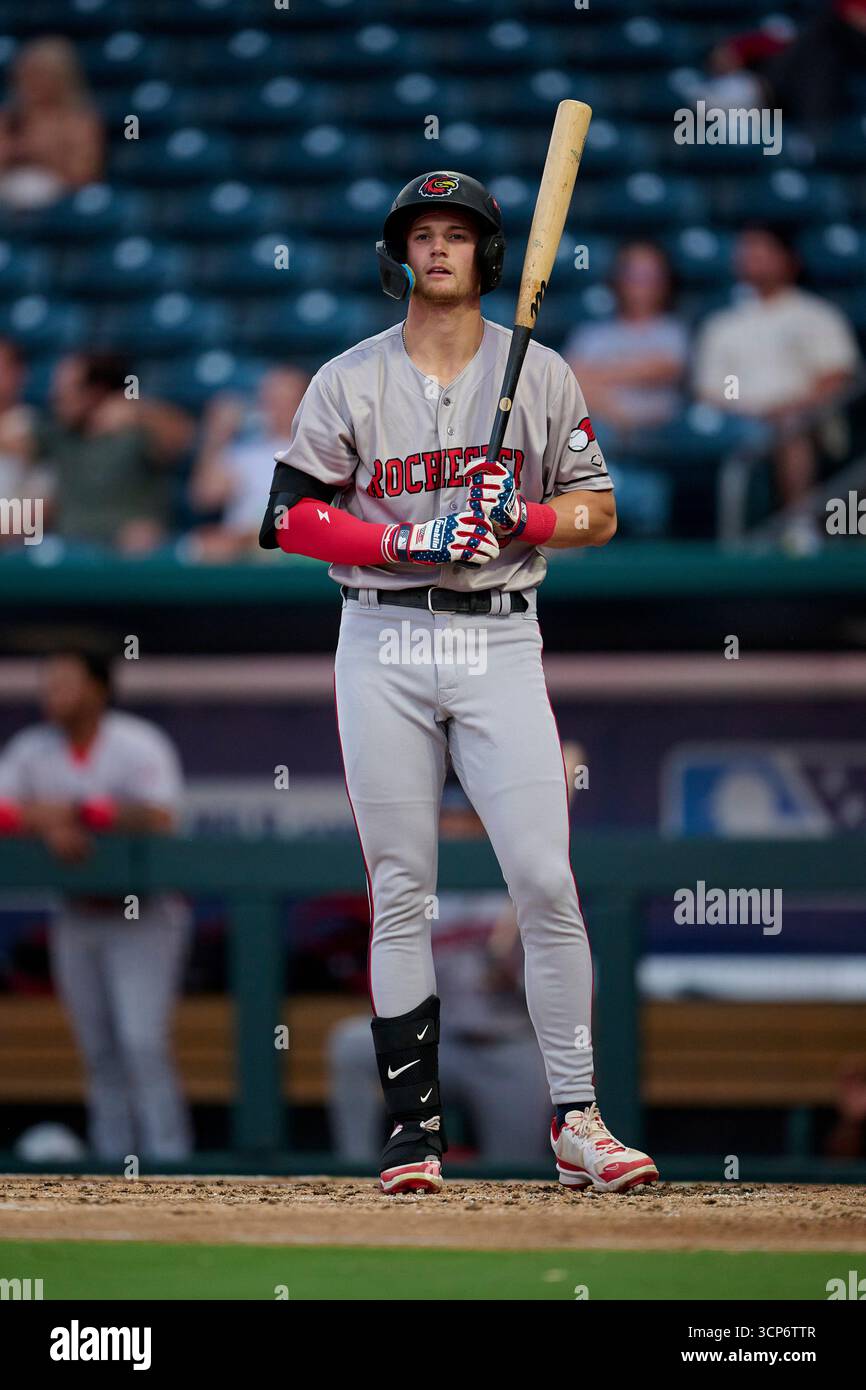 Rochester Red Wings Nick Schnell (6) bats during an MiLB International ...
