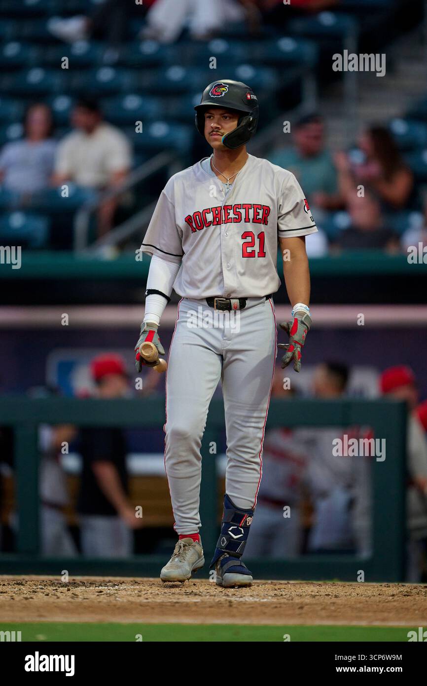 Rochester Red Wings Trey Lipscomb (21) bats during an MiLB ...