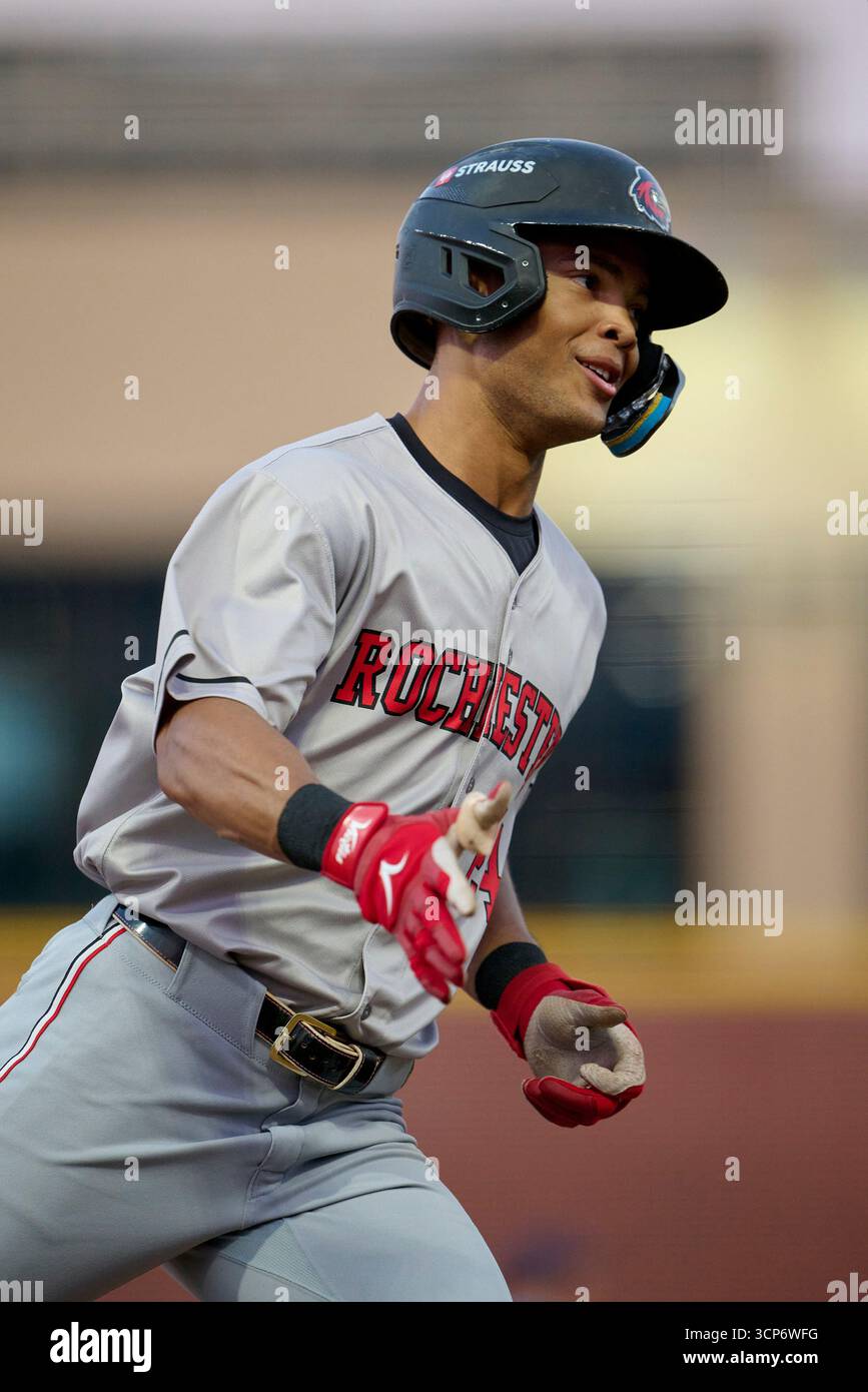Rochester Red Wings Andrew Pinckney (24) rounds the bases after hitting ...