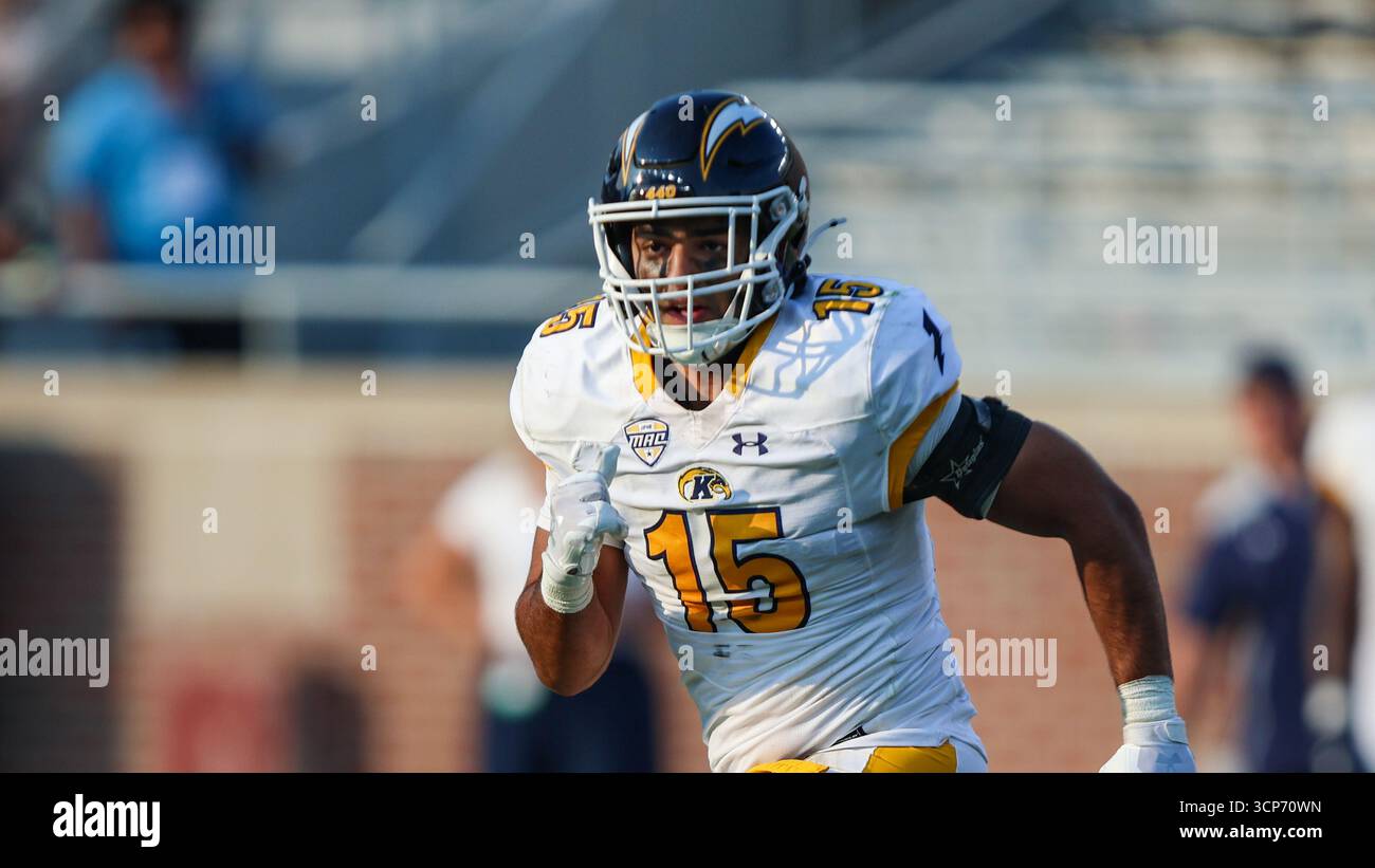 Kent State linebacker Sayed Abuhamdeh (15) in action during an NCAA ...