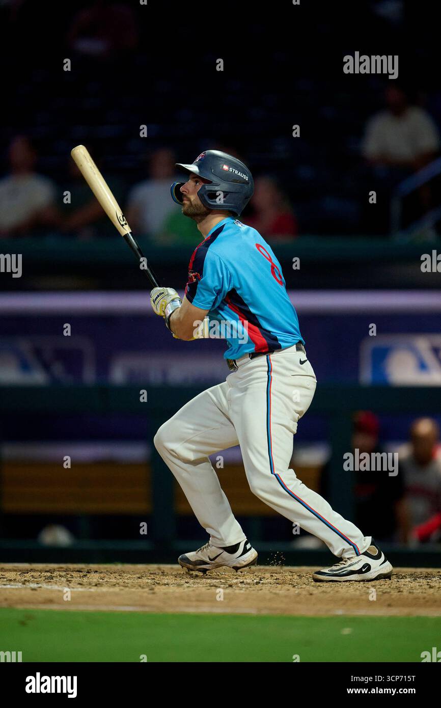 Jacksonville Jumbo Shrimp Joe Mack (8) bats during an MiLB ...