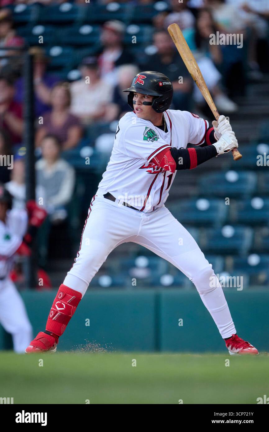 Richmond Flying Squirrels Diego Velasquez (1) bats during an MiLB ...