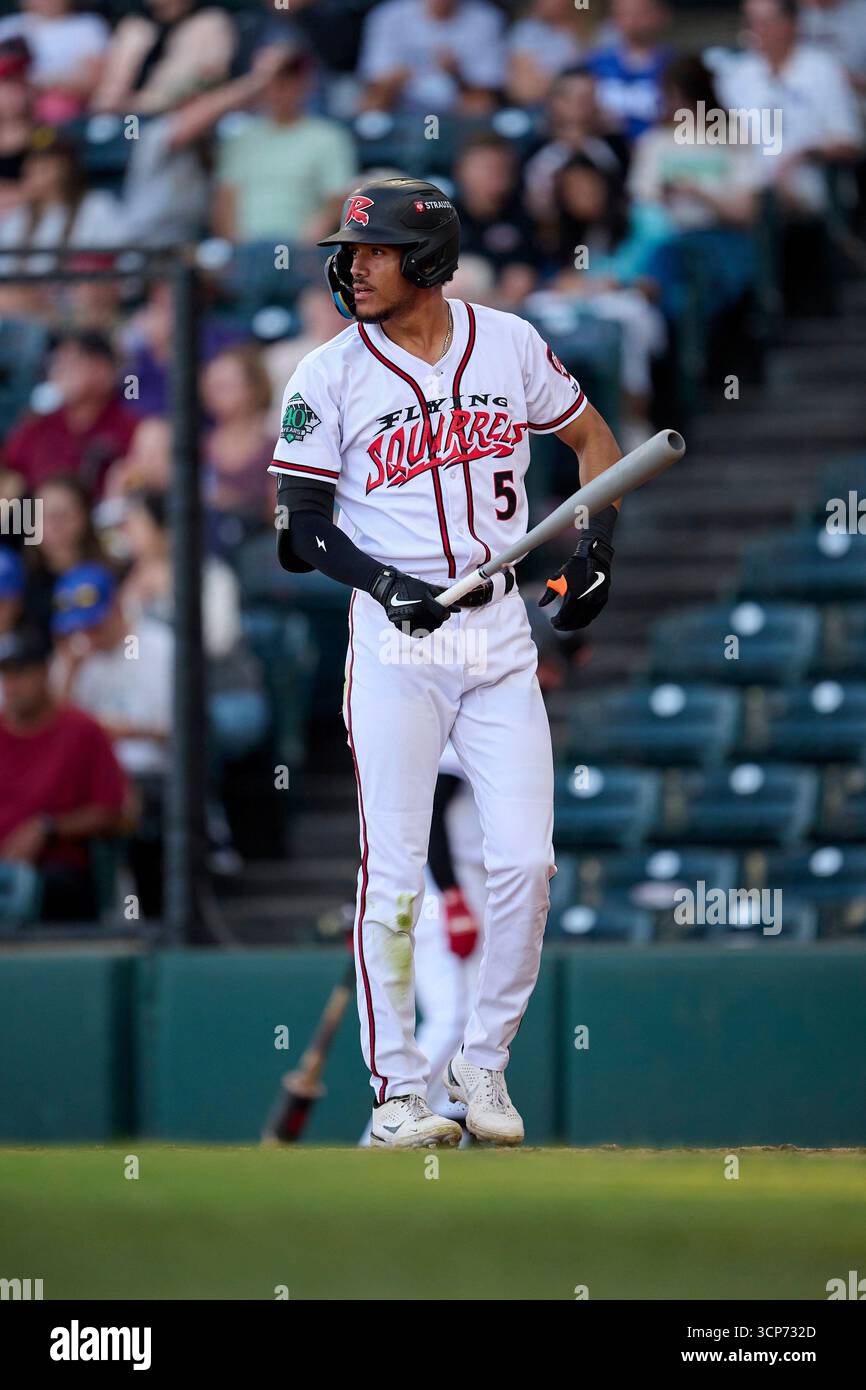 Richmond Flying Squirrels Scott Bandura (5) bats during an MiLB Eastern ...