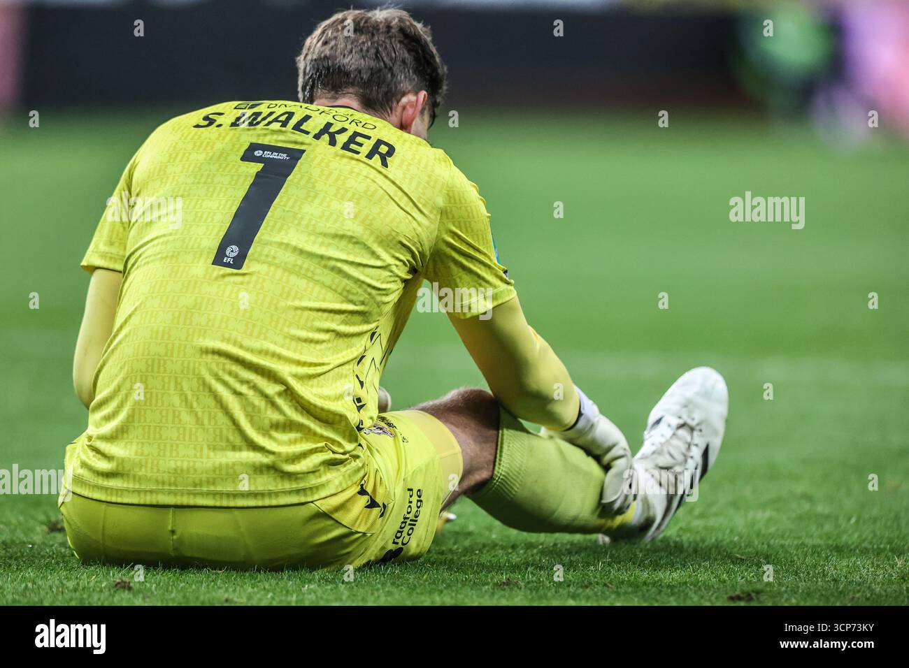 Sam Walker of Bradford City goes down injured during the Carabao Cup Round 3 match Newcastle ...