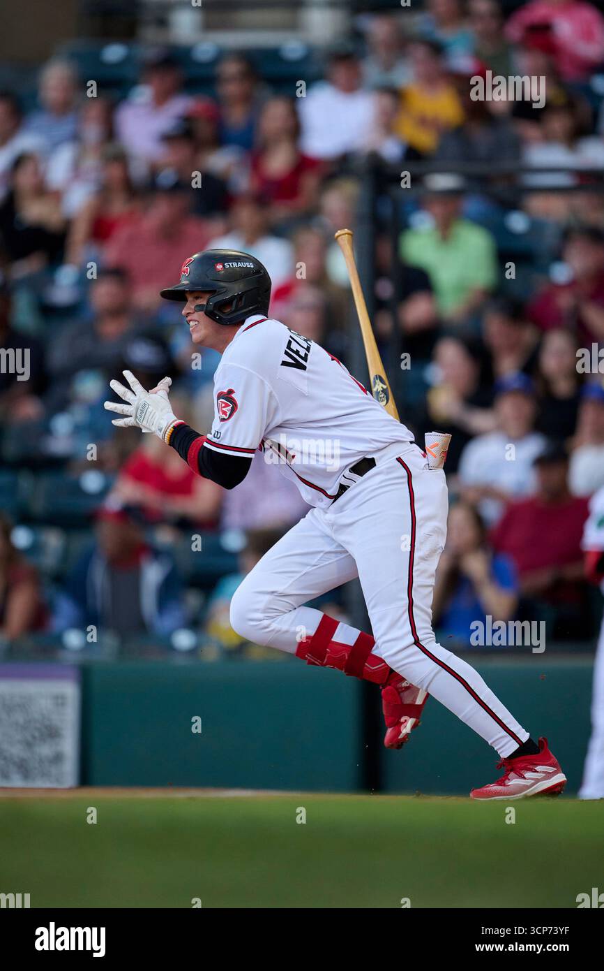 Richmond Flying Squirrels Diego Velasquez (1) bats during an MiLB ...