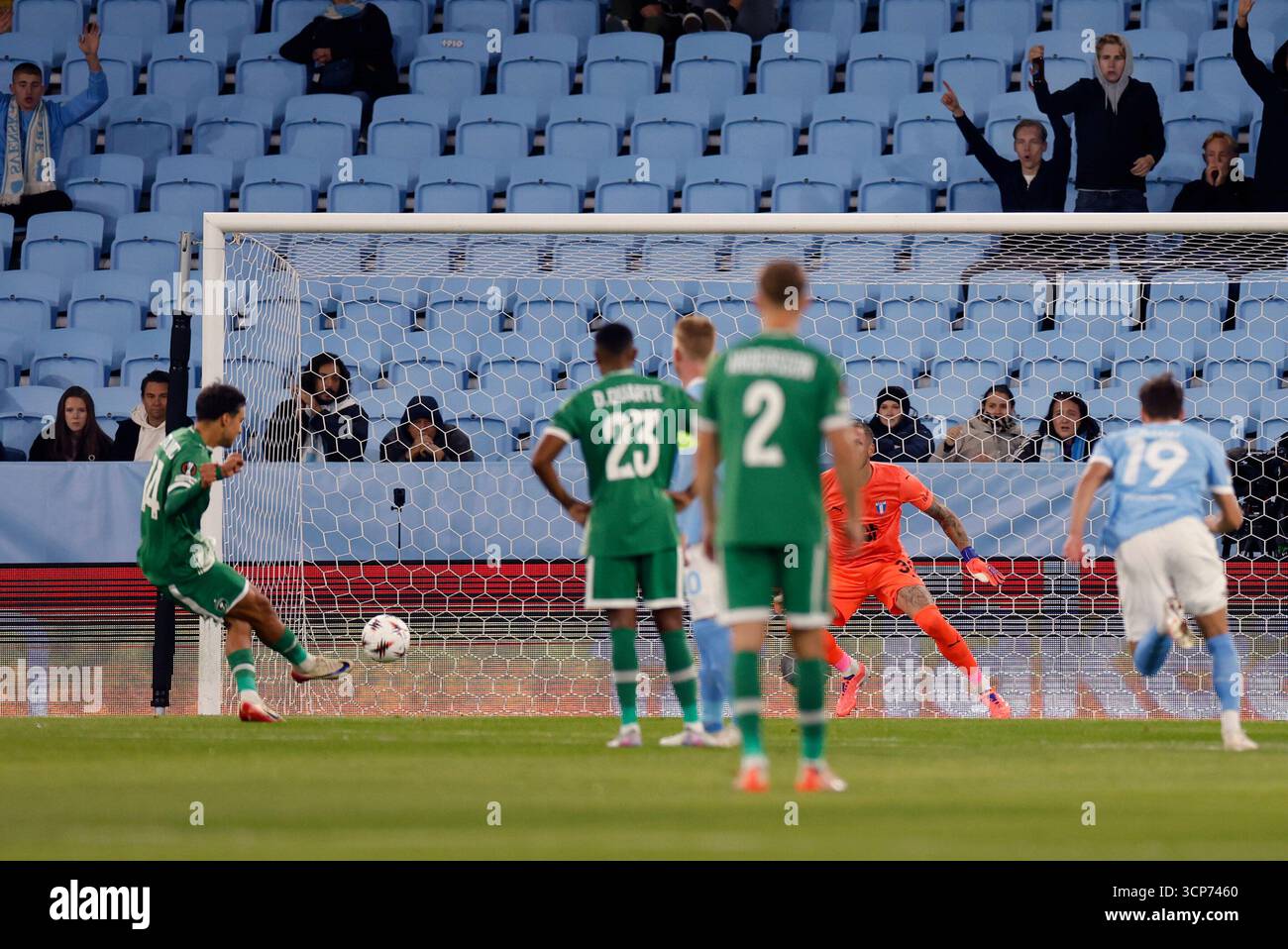 Ludogoret's Petar Stanic scores a penalty during the Europa League ...