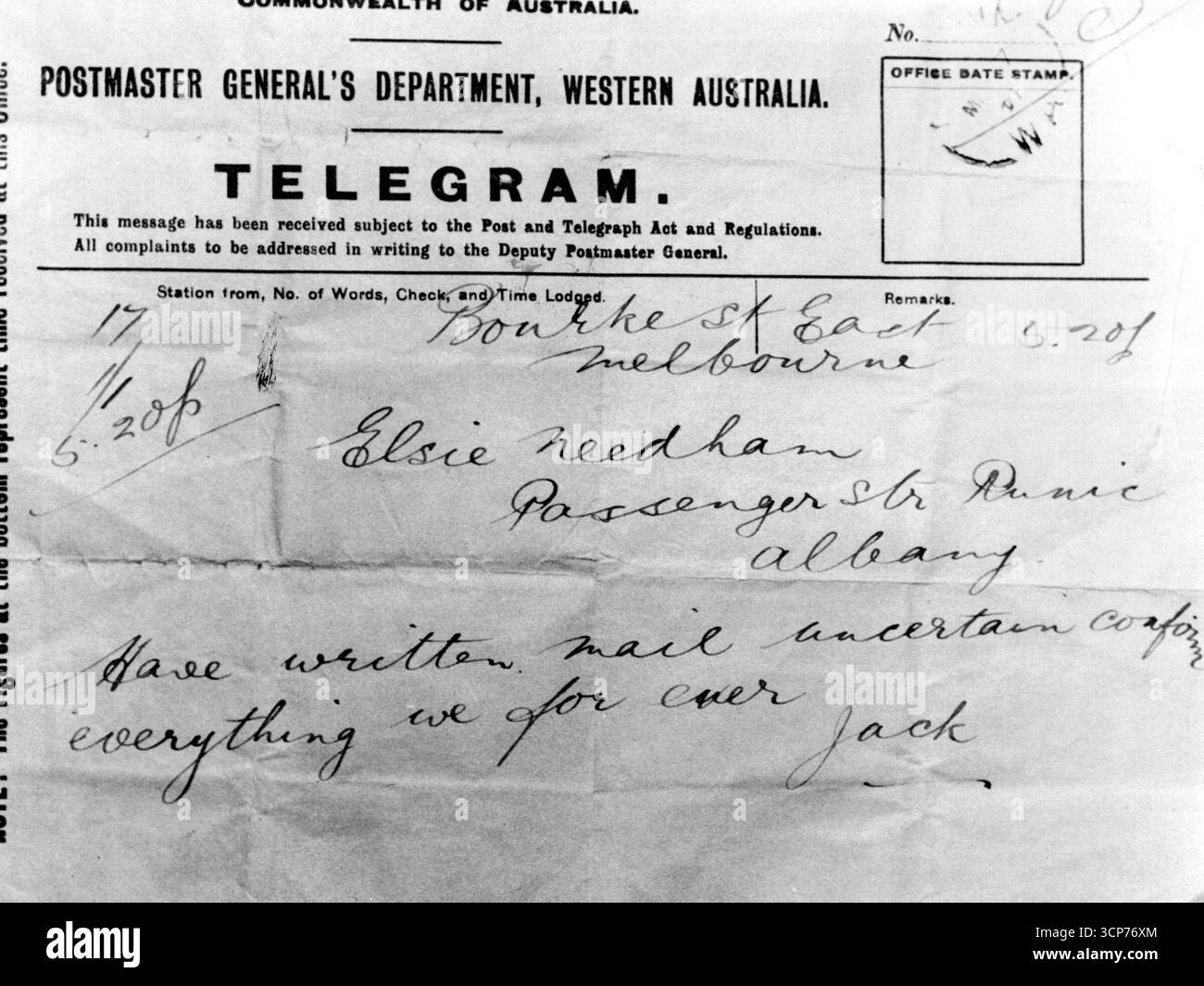 Vintage telegram south africa hi-res stock photography and images - Alamy