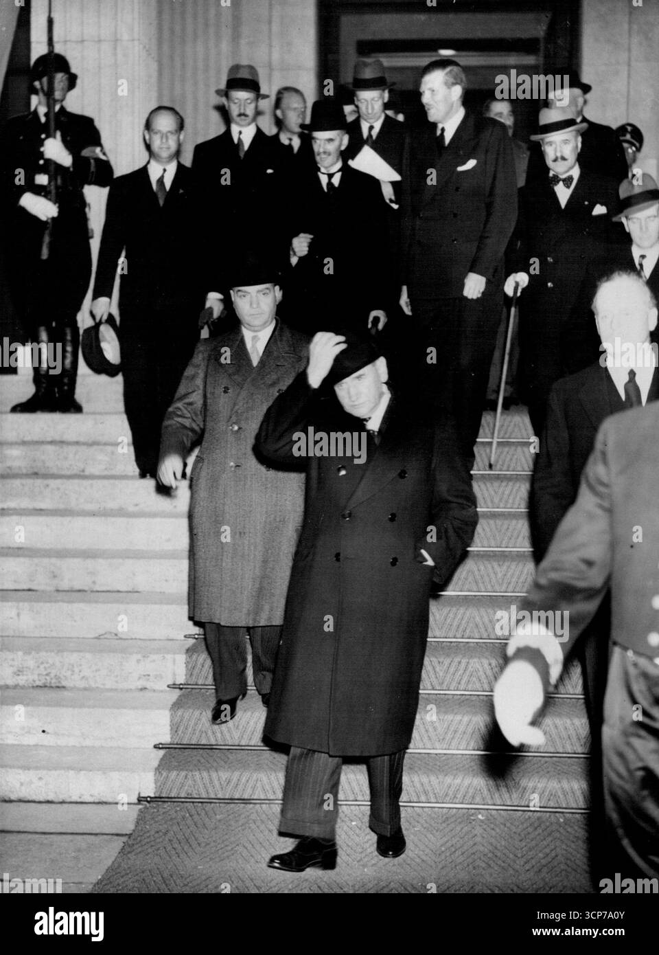 Mr. Chamberlain and M. Daladier After Singing of Munich Agreement. -- M ...