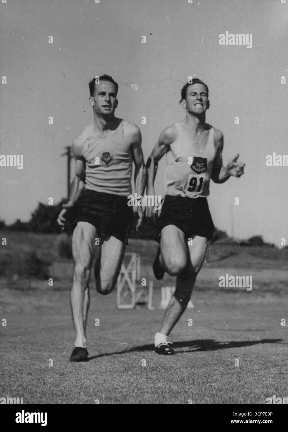 Distance Runners George (left) and Don Campbell in a training run at ...