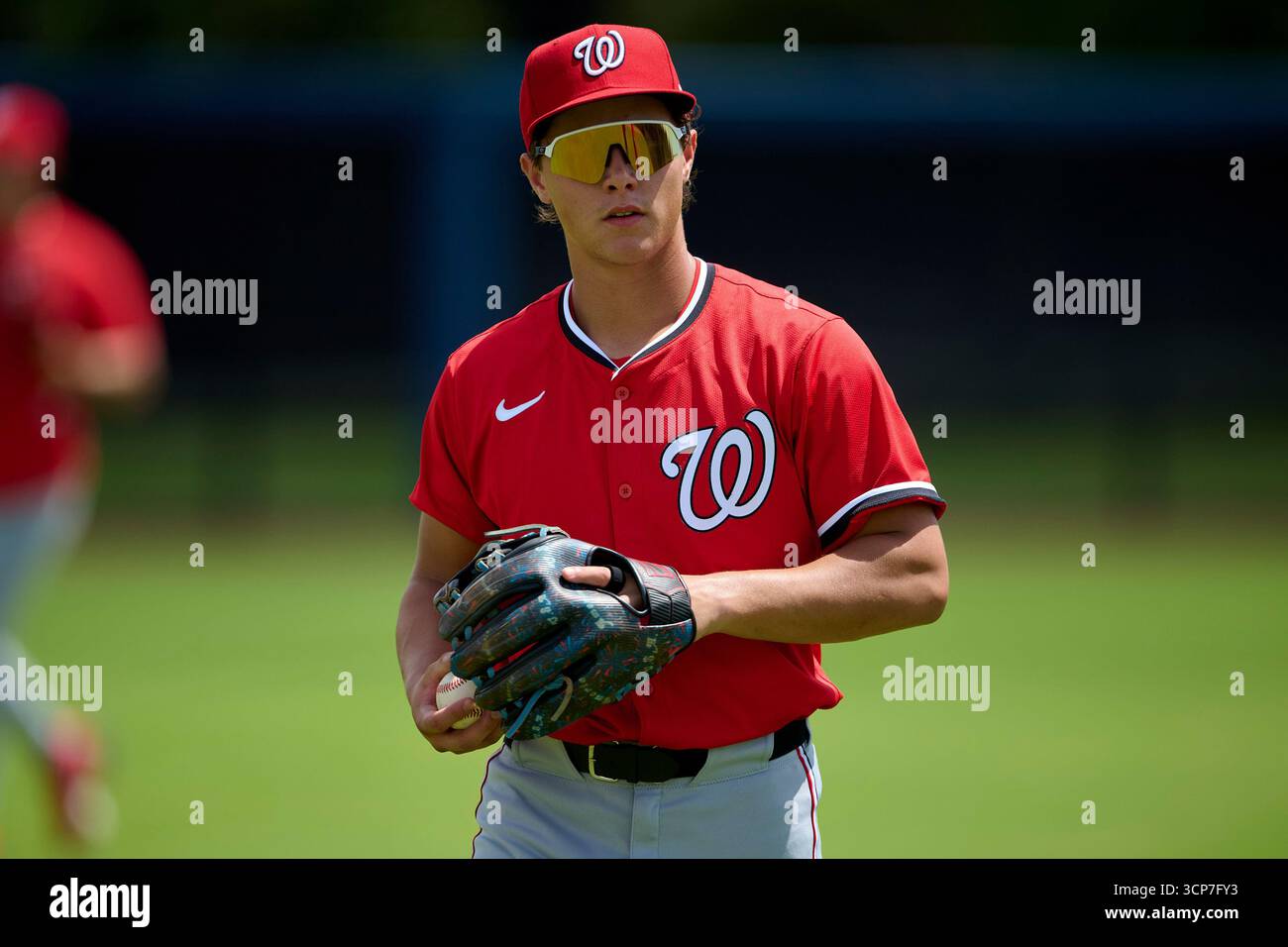 Washington Nationals third baseman Coy James (10) during warmups before ...