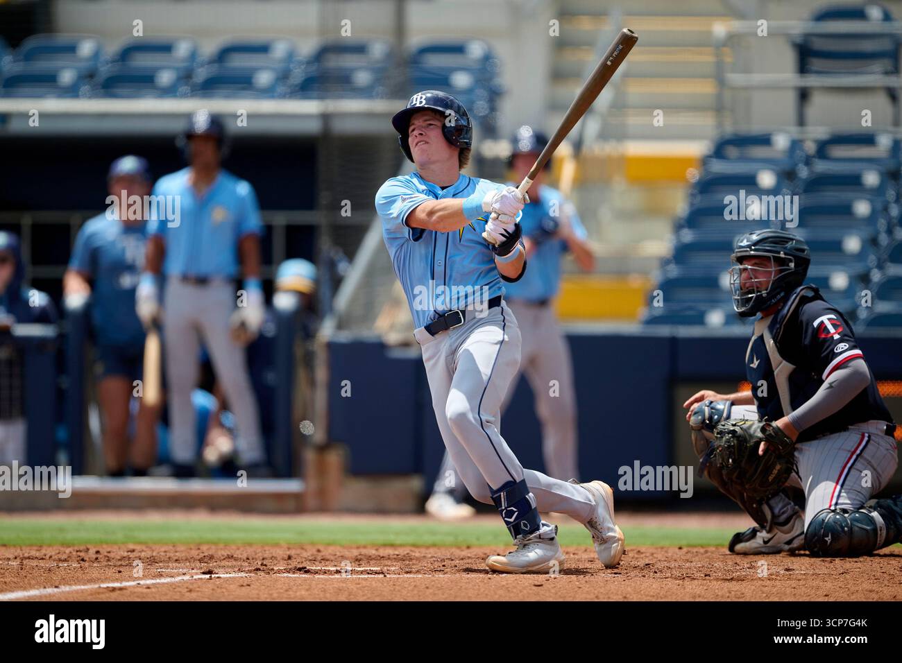 Tampa Bay Rays Daniel Pierce (7) bats during an MiLB Bridge League ...