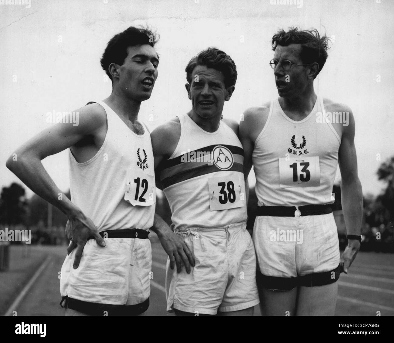 A.A.A. V. Oxford Athletic Meeting. OPS. L. to R D.J.N.Johnson, Chris ...