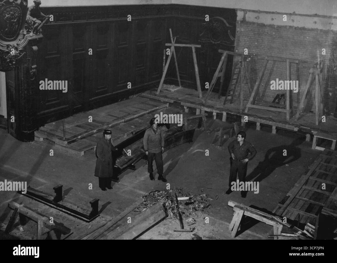 Preparing Nuremberg courtroom for trail of Nazi Leaders -- A General ...