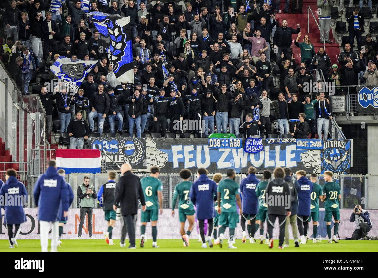 ALKMAAR - Players and fans of PEC Zwolle after the Dutch Eredivisie match between AZ Alkmaar and ...