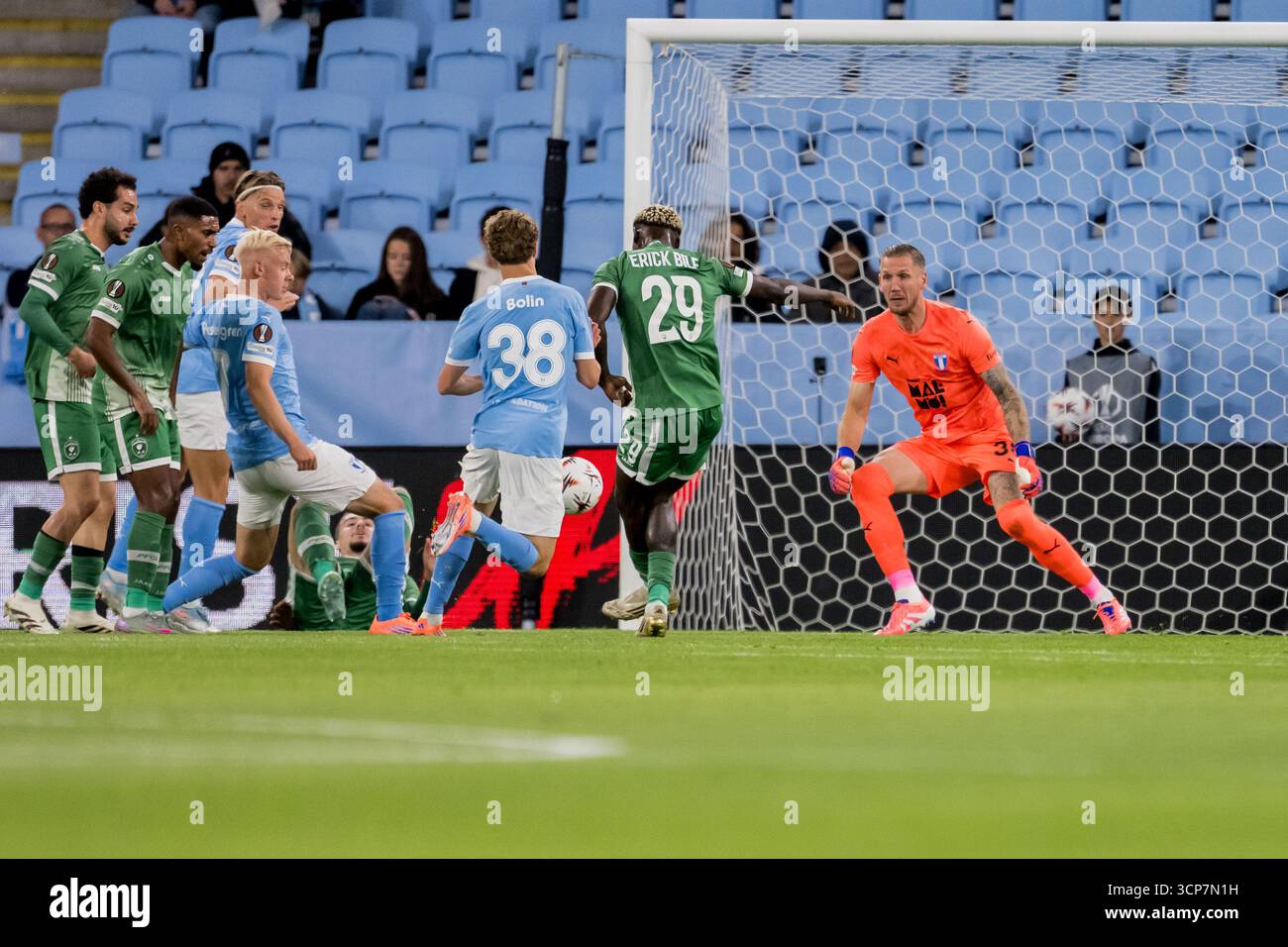 250924 Yves Erick Bile of Ludogorets scores 0-2 behind goalkeeper Robin ...