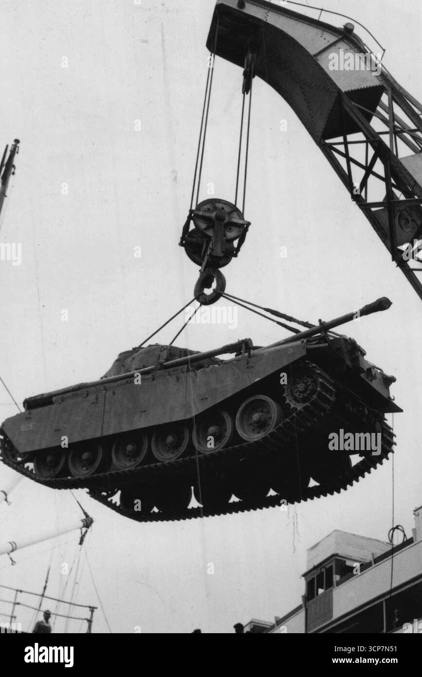 Another Centurion Tank for the Australian Army being unloaded from the ...