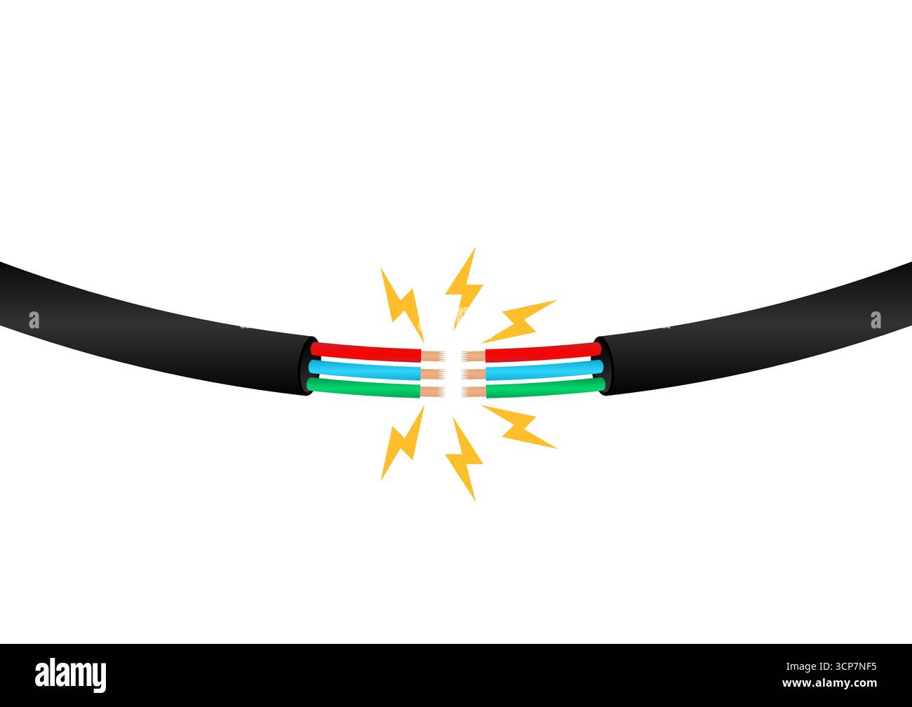 Electricity Short Circuit. Electric Shock. Power Cable. Broken Electric ...