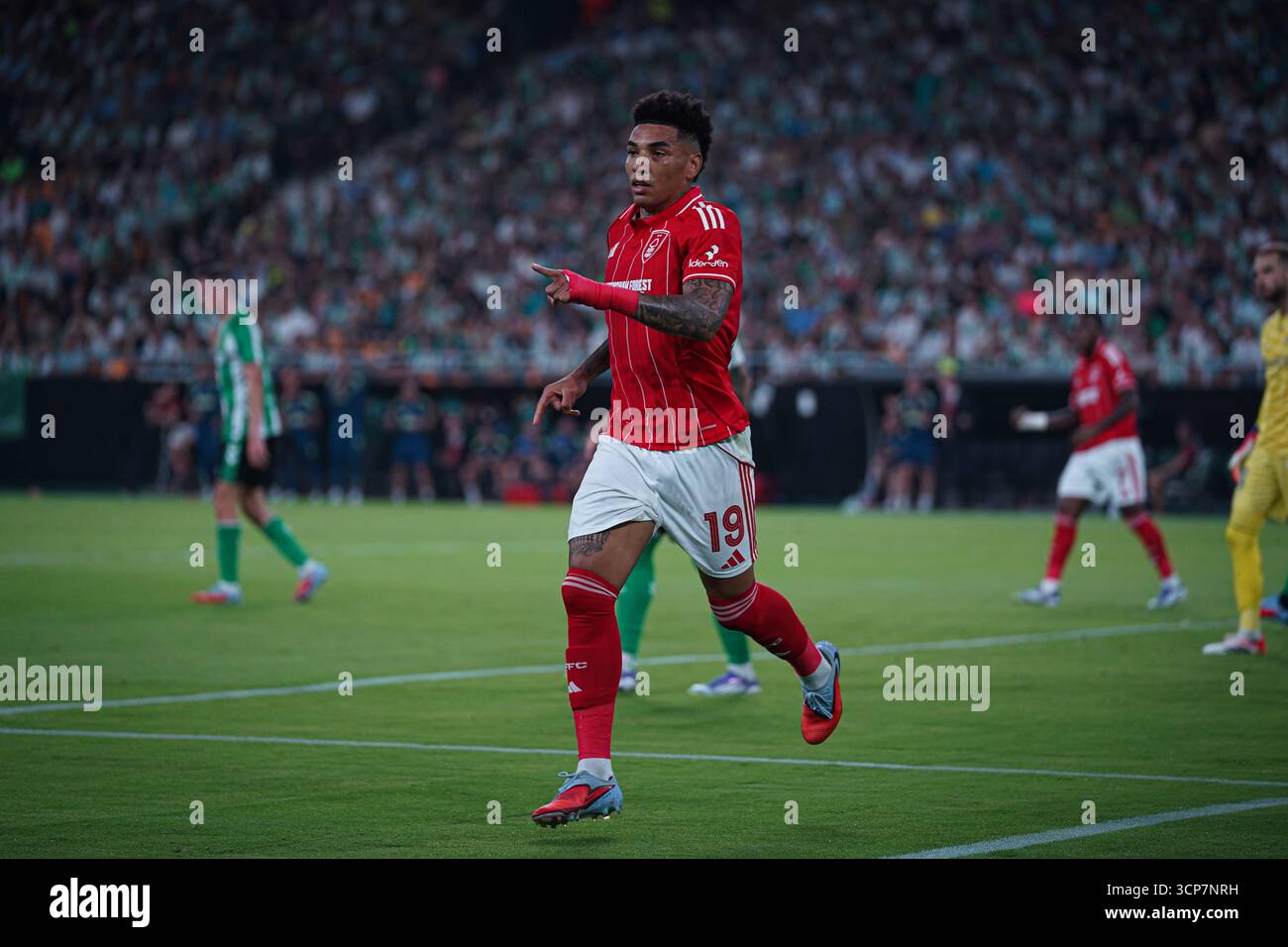 Seville, Spain. 24 September, 2025. Jesus Igor (Nottingham Forest) celebrate a goal during UEFA ...