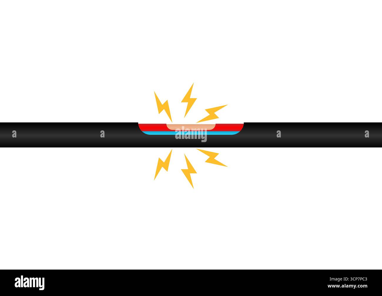 Electricity Short Circuit. Electric Shock. Power Cable. Broken Electric ...