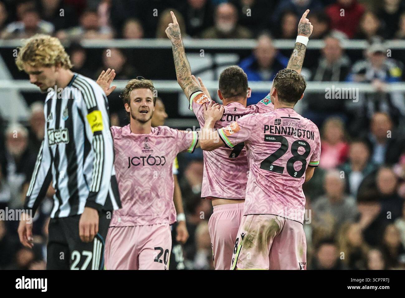 Andy Cook of Bradford City celebrates his goal to make it 3-1 during ...