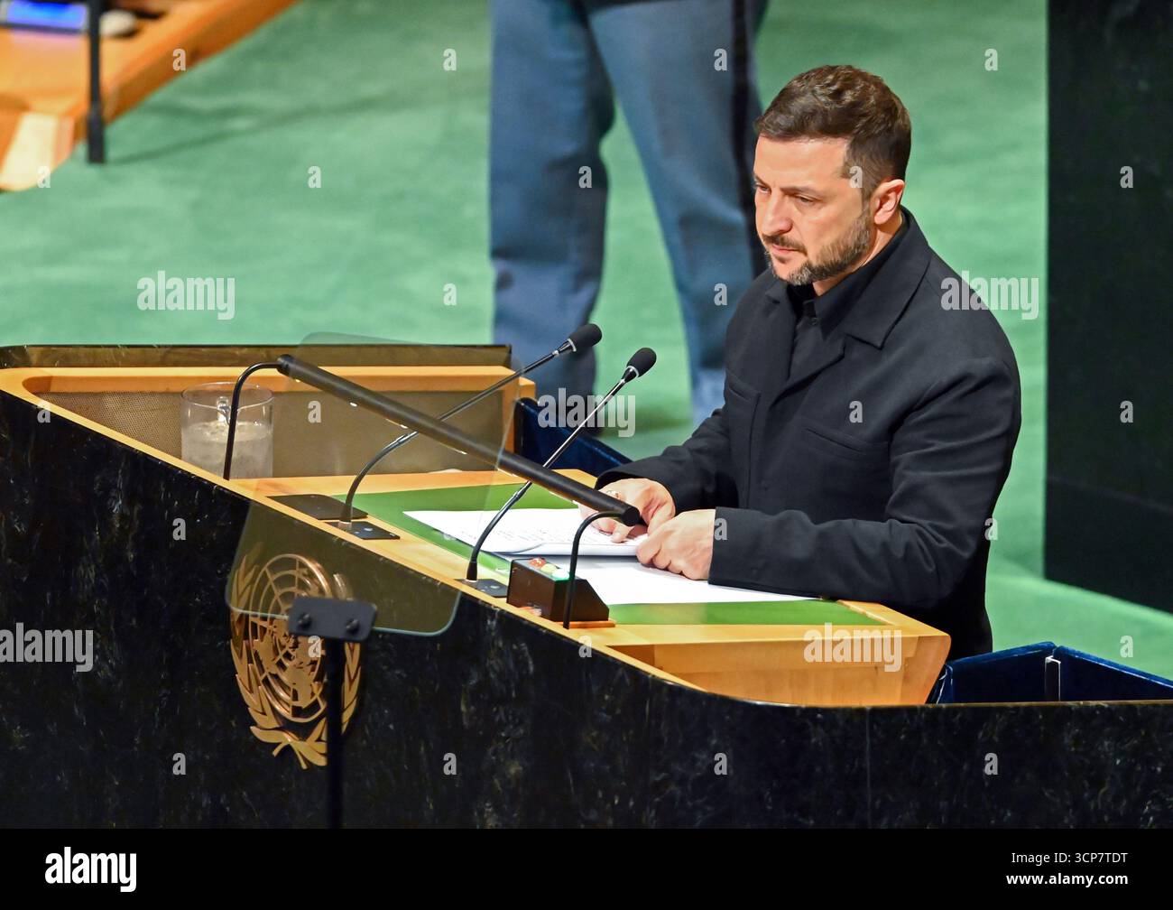 President Volodymyr Zelenskyy of Ukraine addresses the United Nations General Assembly at United ...