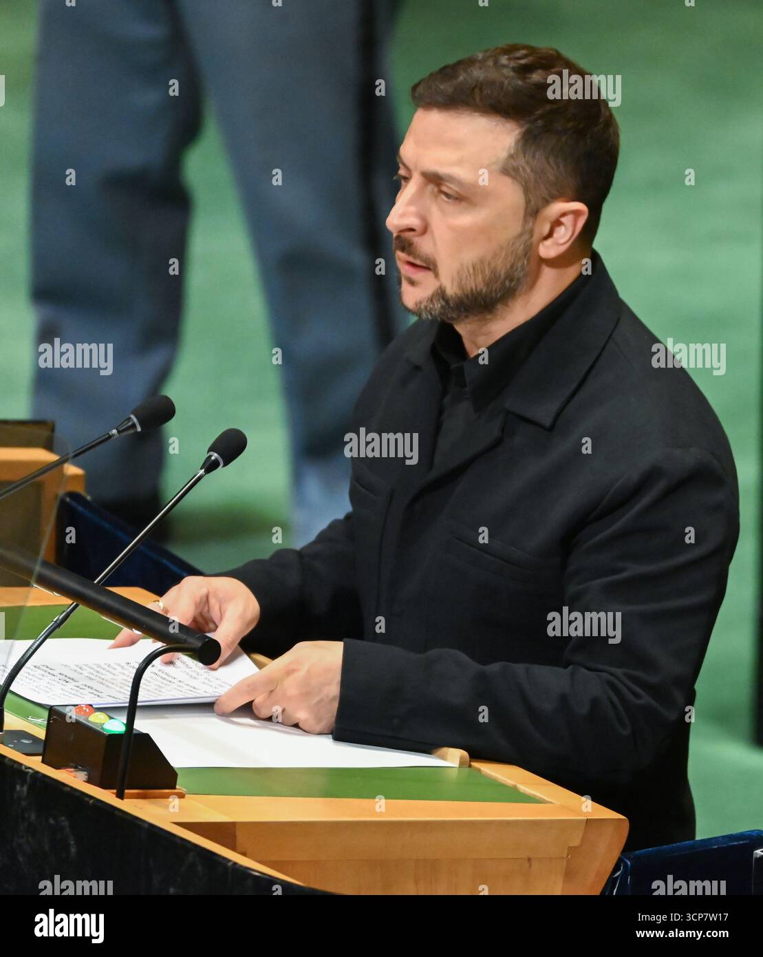 President Volodymyr Zelenskyy of Ukraine addresses the United Nations General Assembly at United ...
