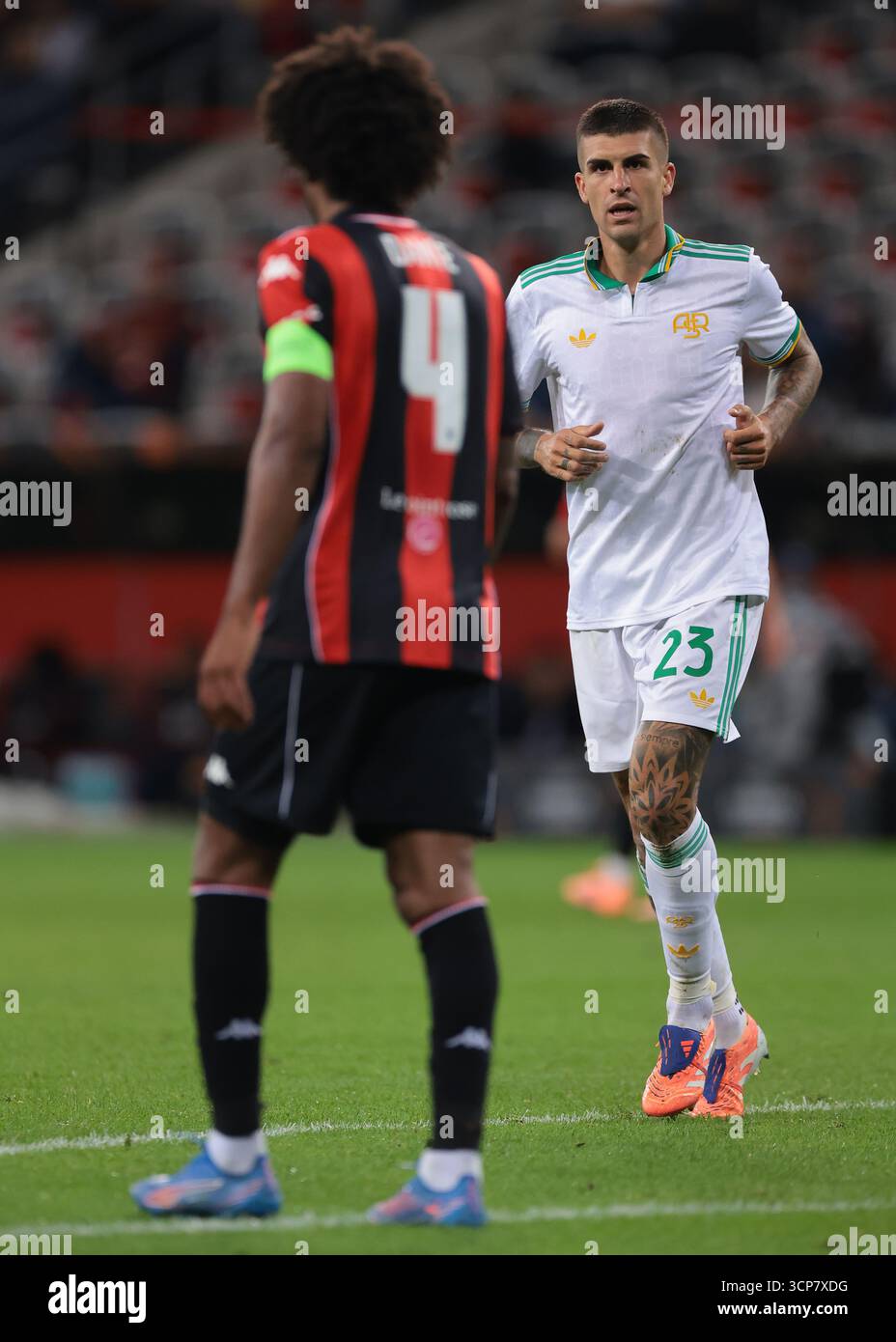Nice, France, 24th September 2025. Gianluca Mancini of AS Roma reacts ...