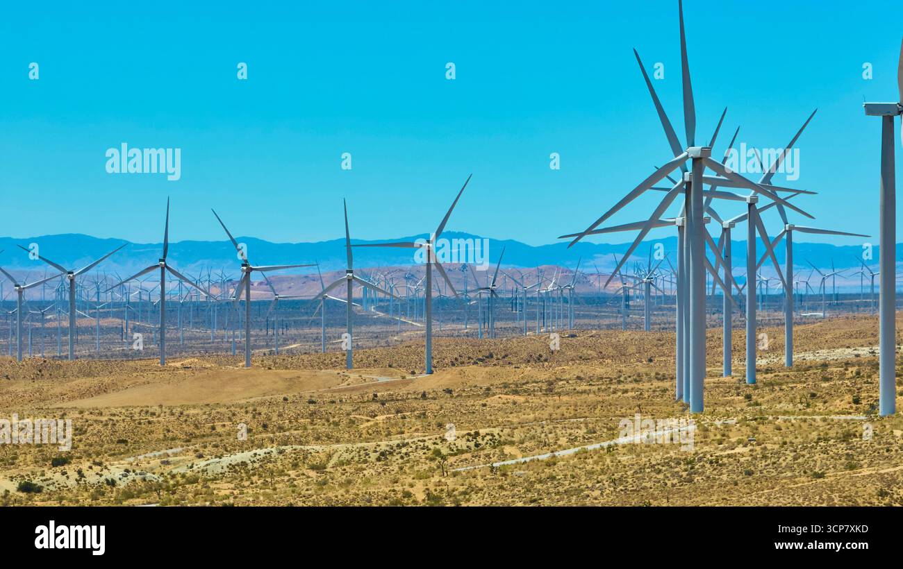 Aerial Wind Turbines in Mojave Desert California Renewable Energy ...