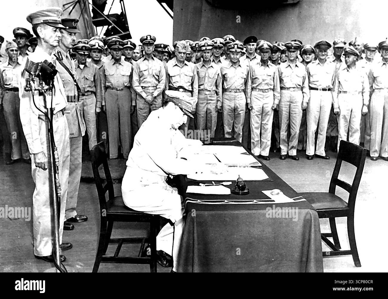 General Douglas MacArthur, Supreme Allied commander, signs Japanise ...