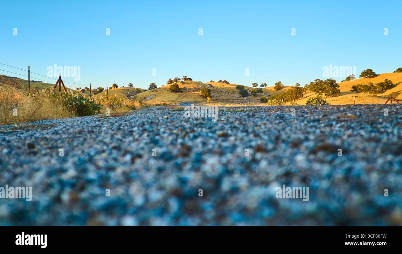 Ground Level California Country Road Sunrise Gravel Texture Golden ...