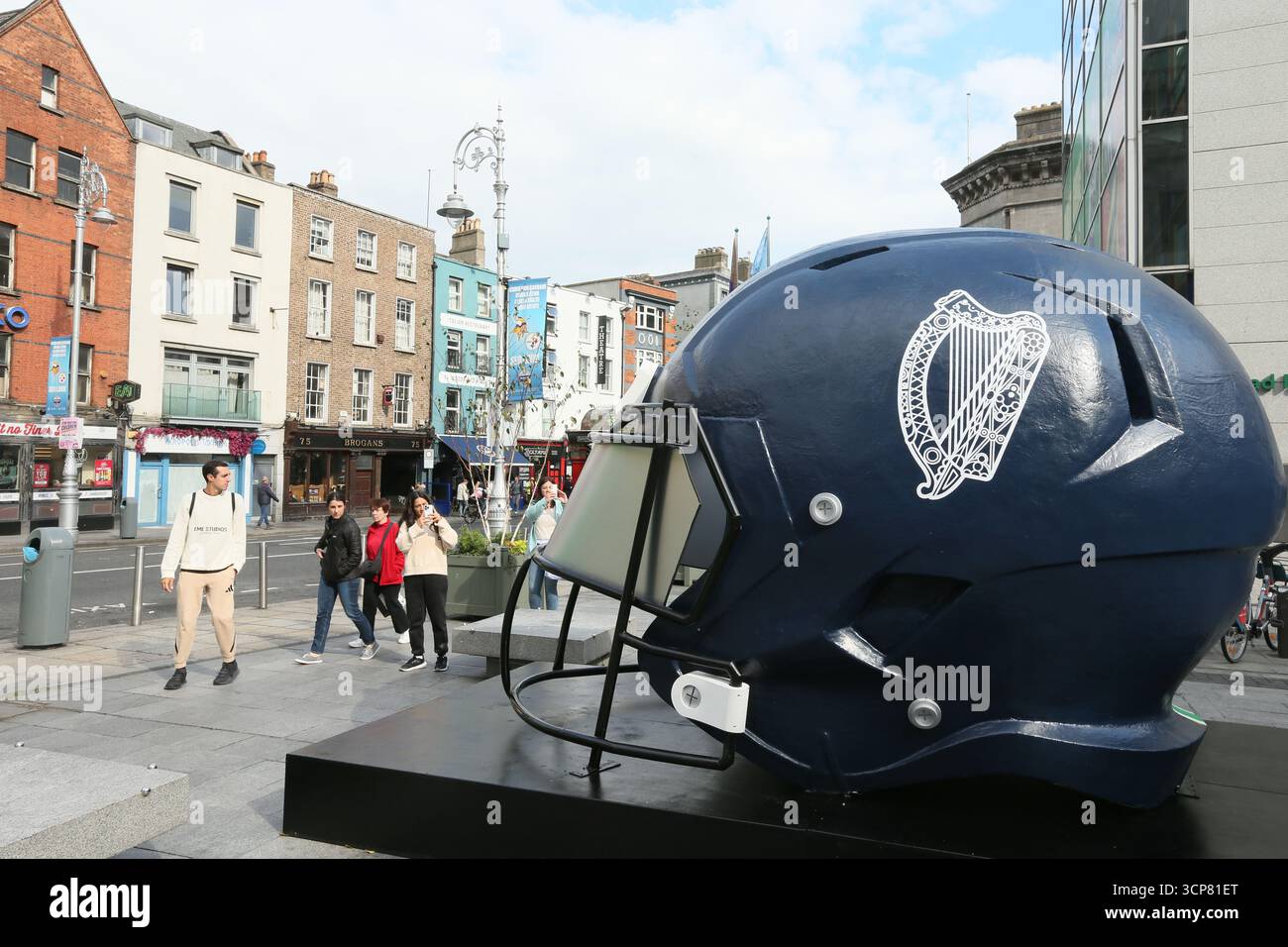 Dublin, Ireland - 24th September 2025 - A huge American football helmet ...
